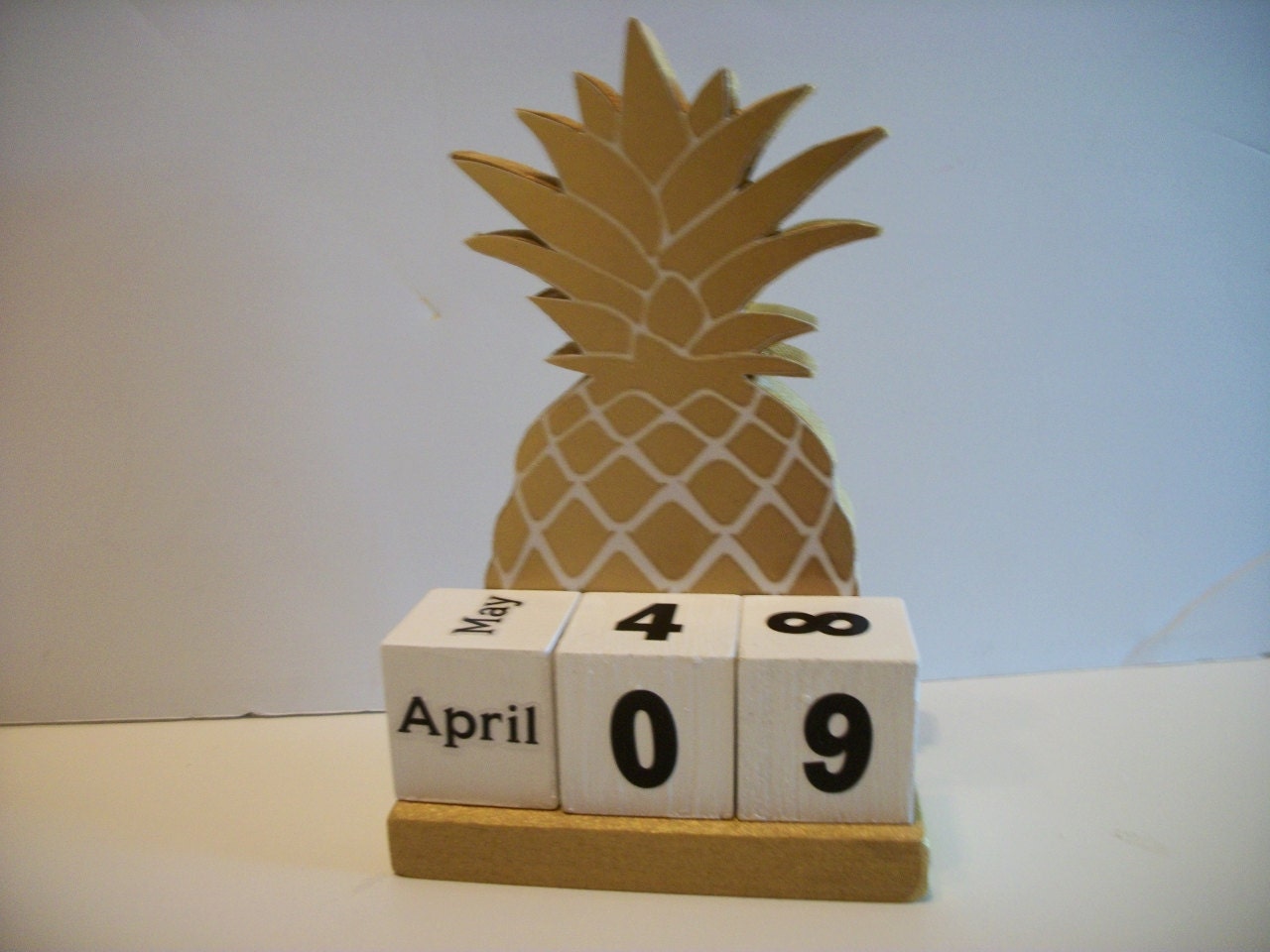 Pineapple Calendar Perpetual Wood Block Gold Pineapple Themed - Etsy