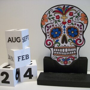 Sugar Skull Calendar Perpetual Wood Block Day of the Dead - Etsy