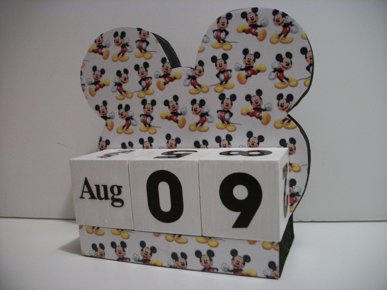 Mickey Mouse Inspired Calendar Perpetual Wood Block Mickey | Etsy
