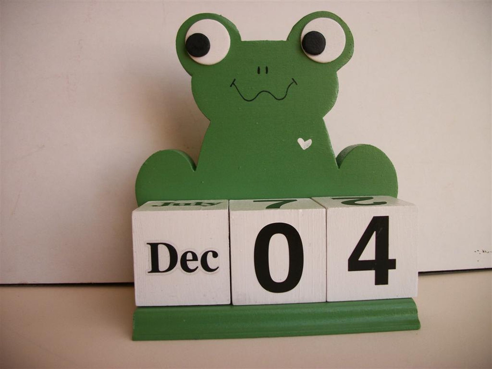 Frog Calendar Perpetual Wood Block Green | Etsy