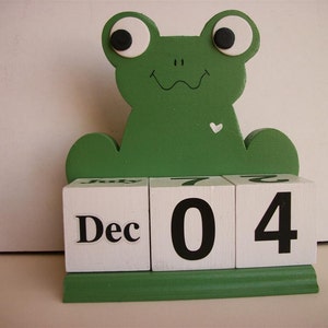Frog Calendar Perpetual Wood Block Green | Etsy