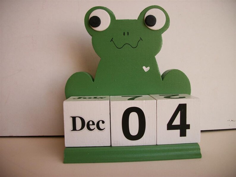 Frog Calendar Perpetual Wood Block Green - Etsy