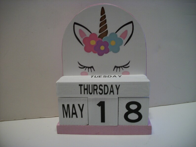Unicorn Calendar Perpetual Wood Block Unicorn Decor - Etsy