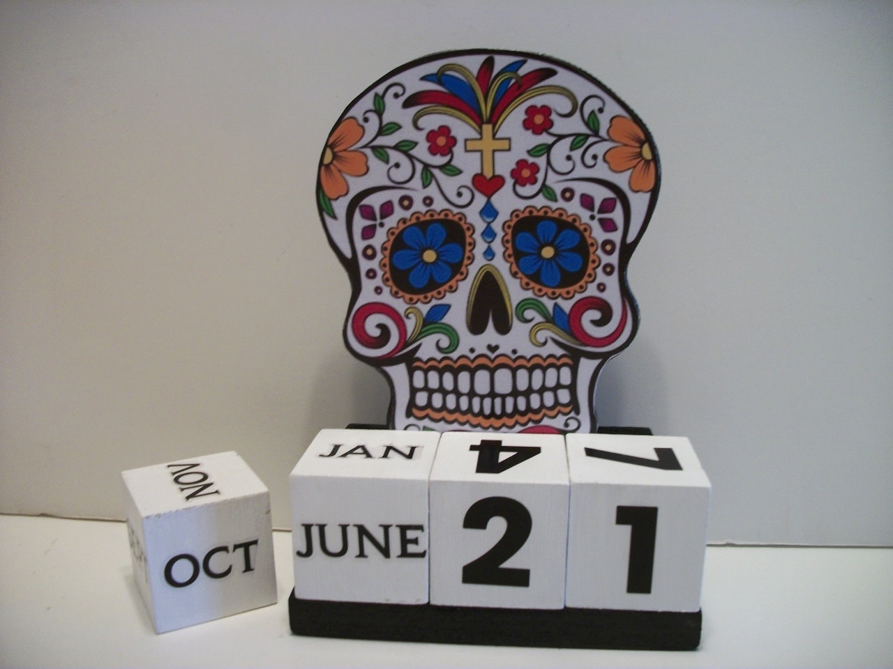 Sugar Skull Calendar Perpetual Wood Block Day of the Dead | Etsy