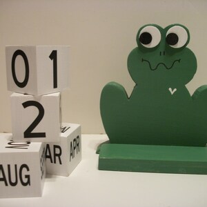 Frog Calendar Perpetual Wood Block Green - Etsy