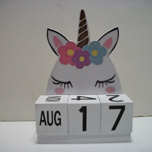 Unicorn Calendar Perpetual Wood Block Unicorn Decor - Etsy