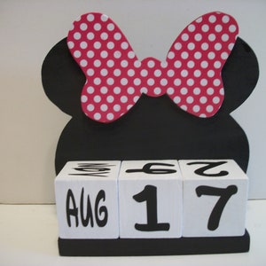 Minnie Mouse Inspired Calendar Perpetual Wood Block Minnie Mouse ...