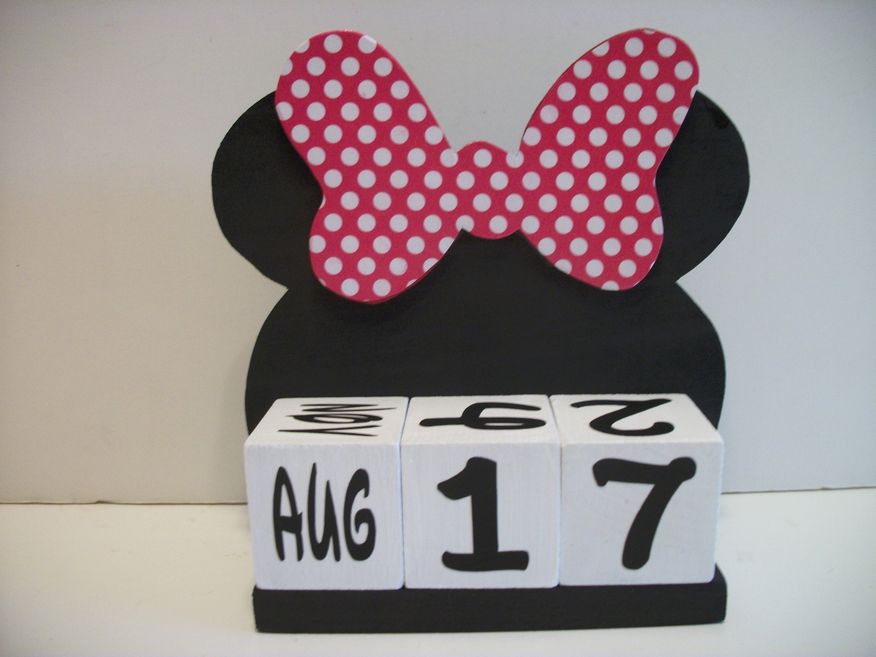 Minnie Mouse Inspired Calendar Perpetual Wood Block Minnie | Etsy