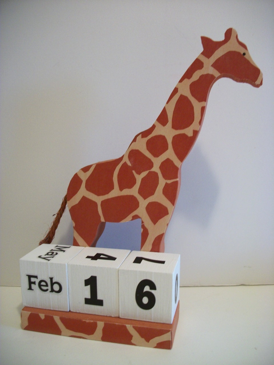 Giraffe Calendar Perpetual Wood Block Giraffe Decor | Etsy