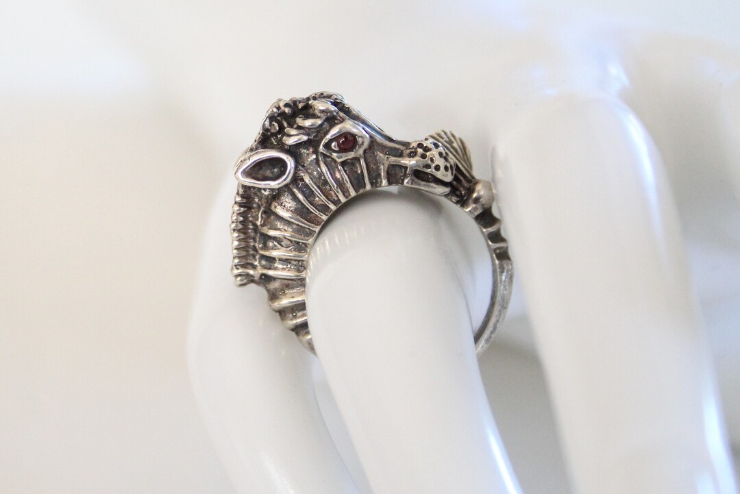 1980s Sterling Silver Zebra Ring Size 7 3/4 - Etsy