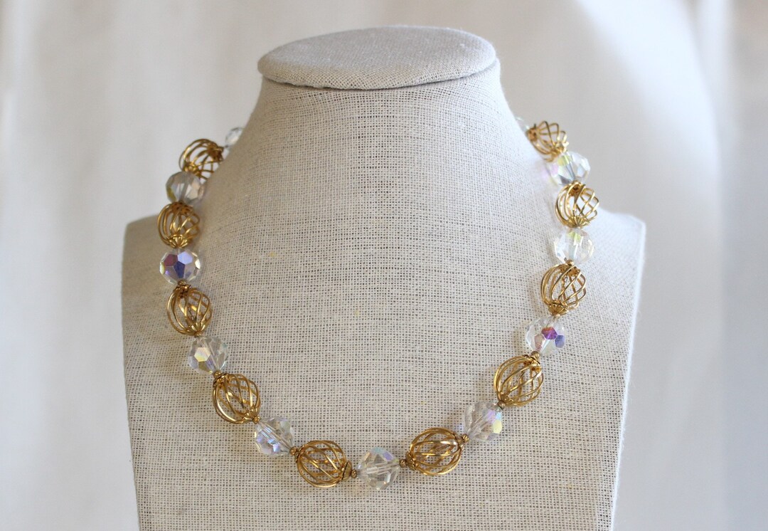 1960s Atomic Spiral Bead and Aurora Borealis Necklace - Etsy