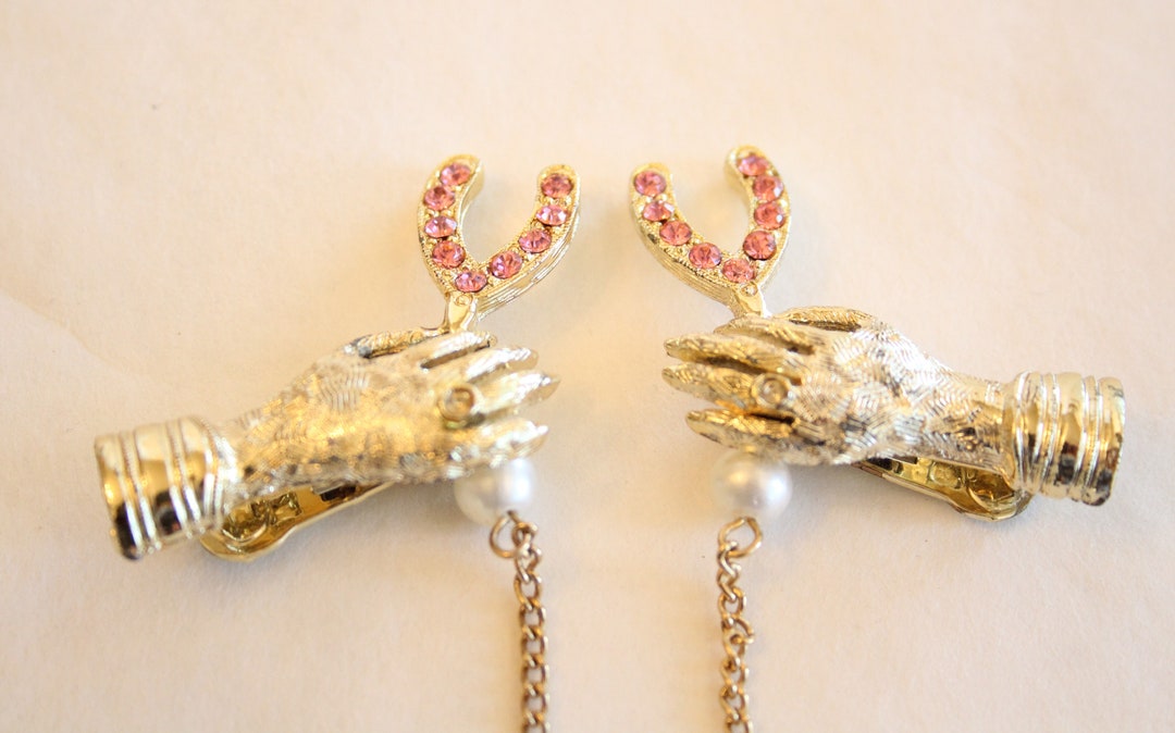1960s Sweater Clips With Hands Holding Wish Bones - Etsy