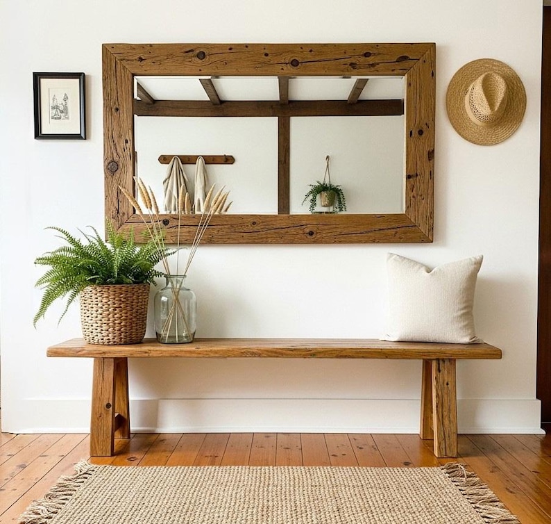 Reclaimed Wood Entryway Bench Rustic Wood Bench for Entry Long Bench ...
