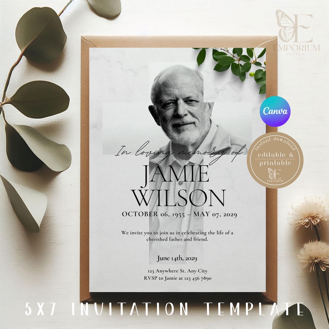 Editable Funeral Invitation Template: Celebration of Life (digital ...