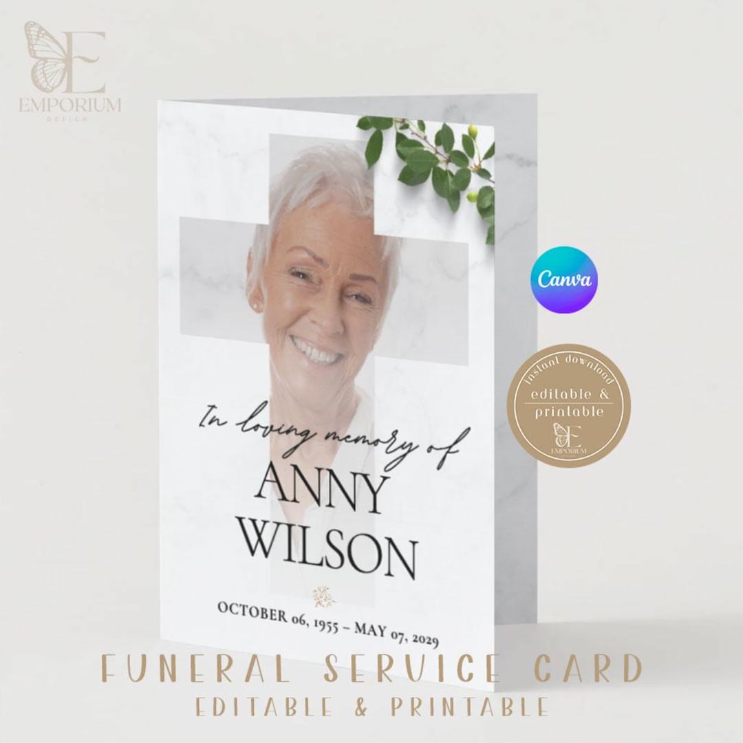 Foldable Funeral Program Template: Celebration of Life Invite (digital ...