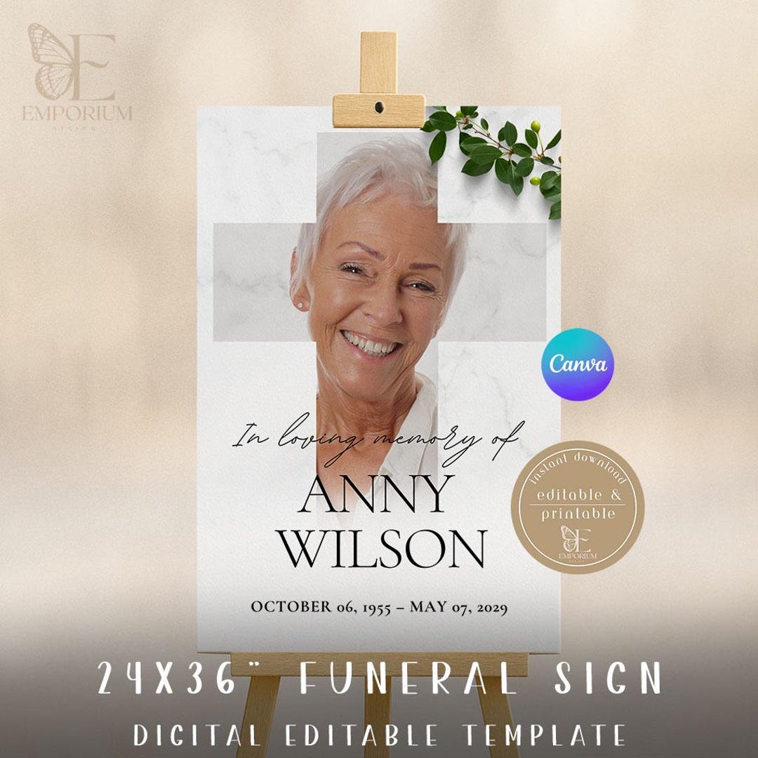 Simple Funeral Welcome Sign Template Editable Celebration of Life ...