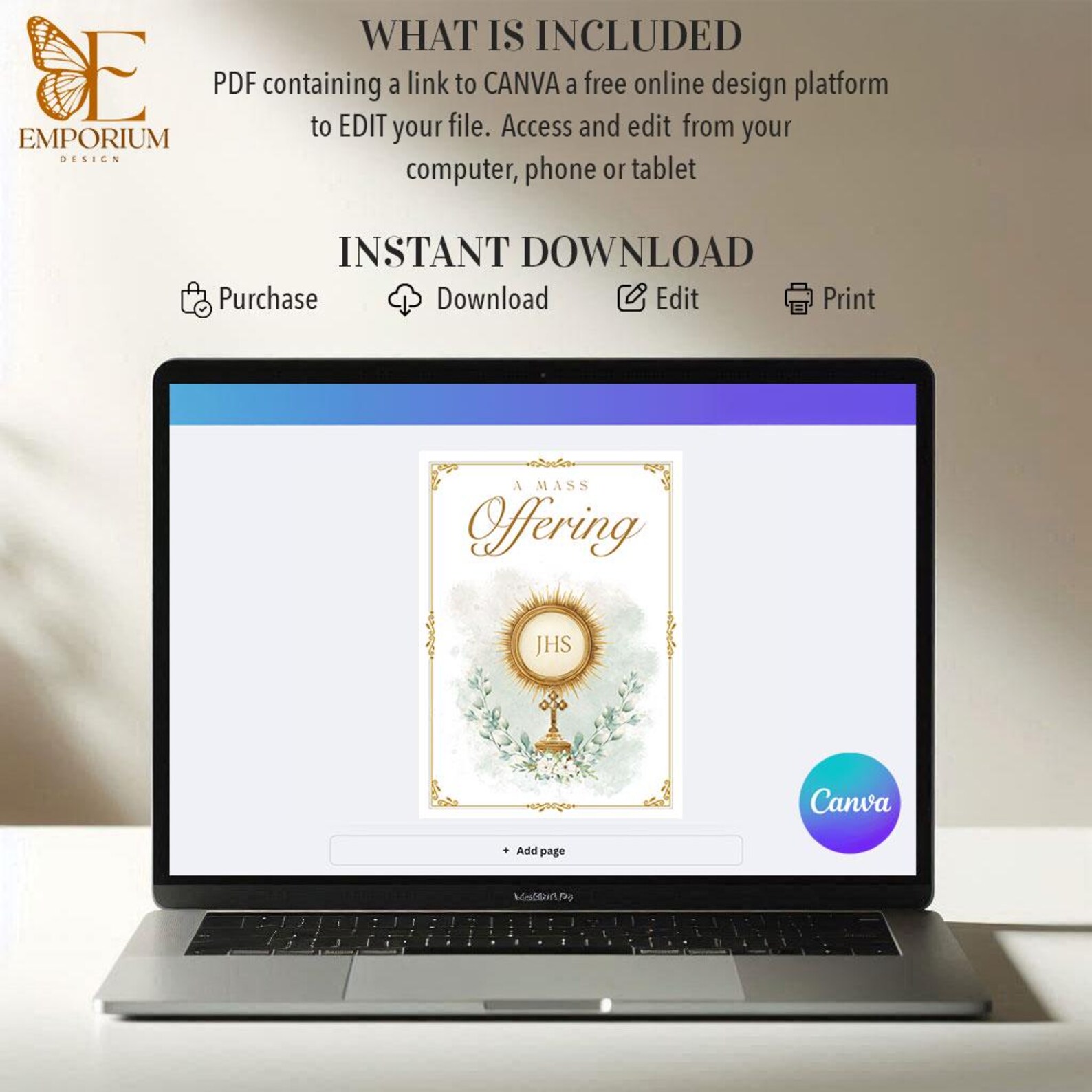 Mass Offering Card Template Printable, Digital Download Mass Intention ...