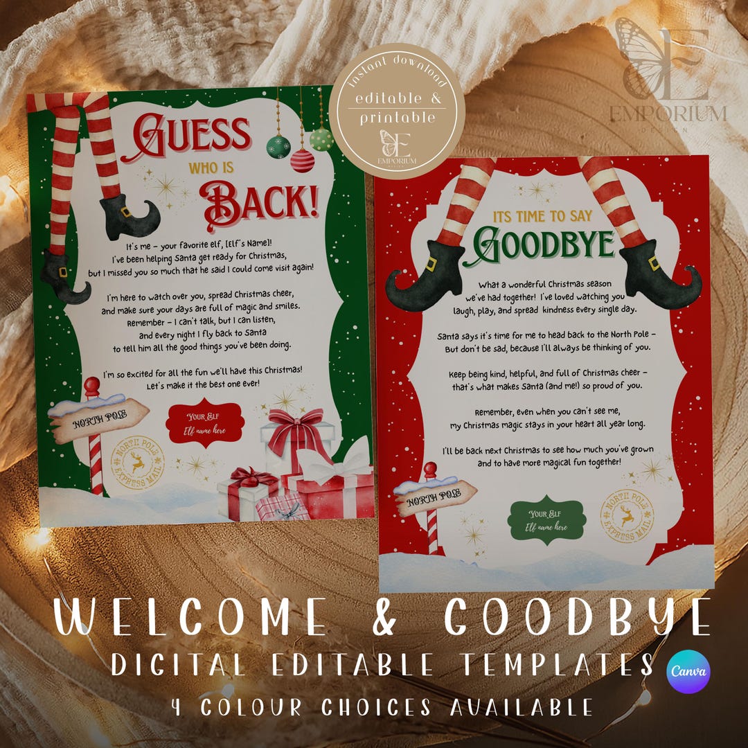 Editable Elf Return and Goodbye Letter Bundle, Christmas Elf Welcome ...