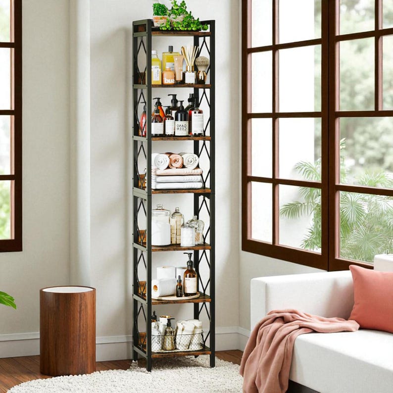 Narrow Bookshelf | Decorative Stand| Tall Bookcase| Storage Shelf for ...