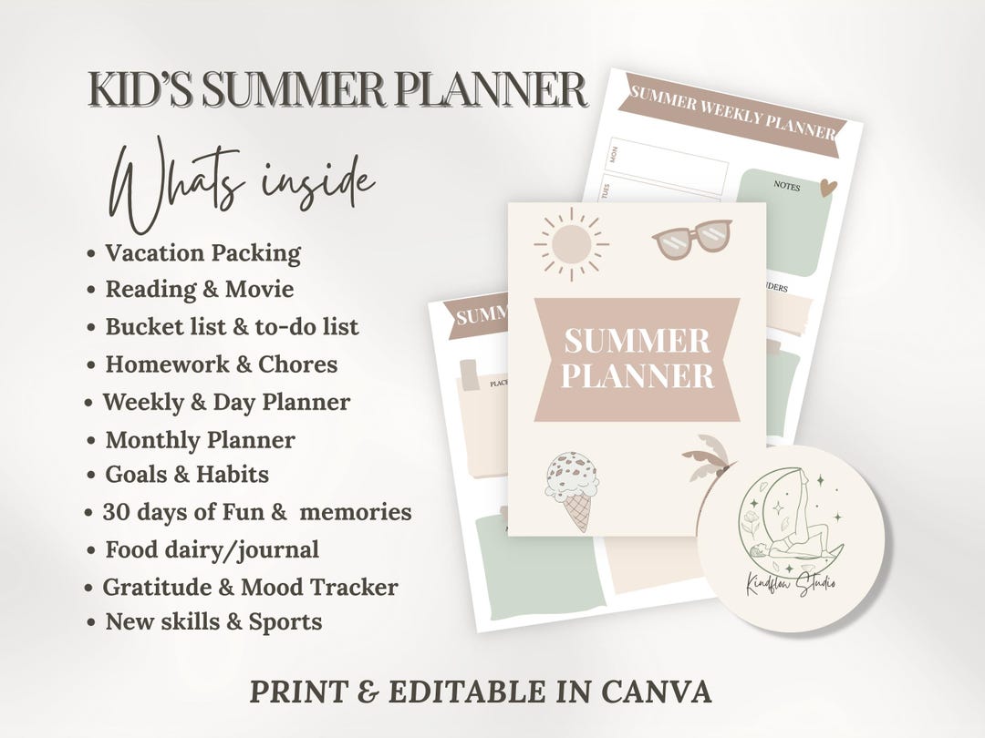 2025 Editable Kids Summer Planner, Printable Summer Planner, Summer ...