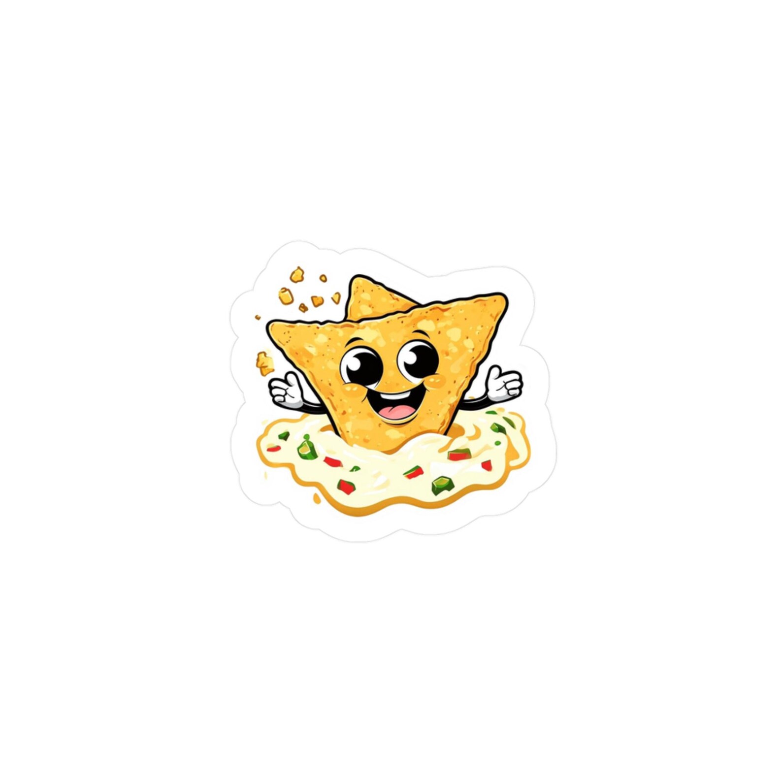 Vinyl Decal, Cute Tortilla Chip in Queso Sticker, Foodie Laptop Decal ...