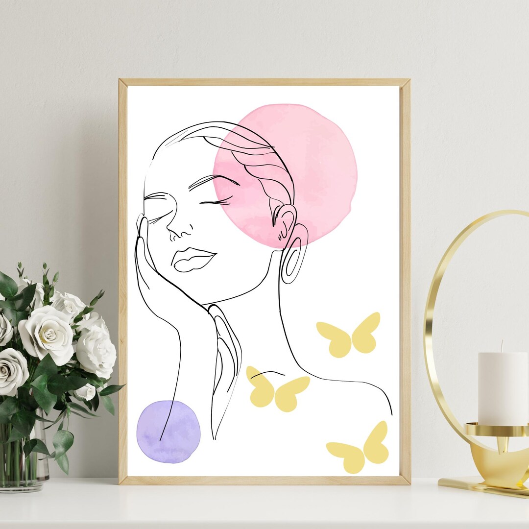 Minimalist Lady Line Art Printable | Feminine Wall Art | Modern One ...