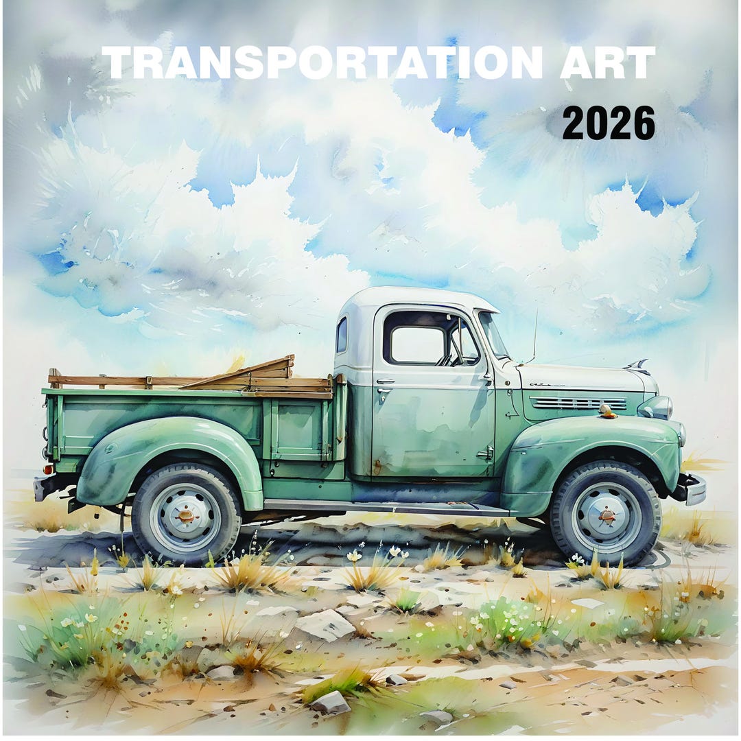Transportation Art 2026 Wall Calendar - Mini 7x7 - Etsy
