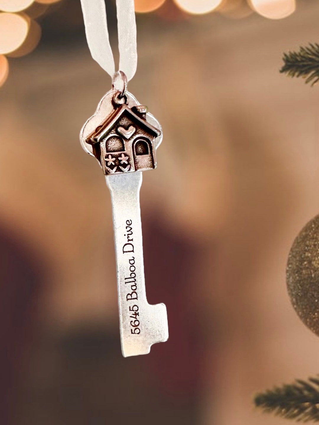 Christmas Ornament Key and House Personalized Skeleton Key Shape - Etsy
