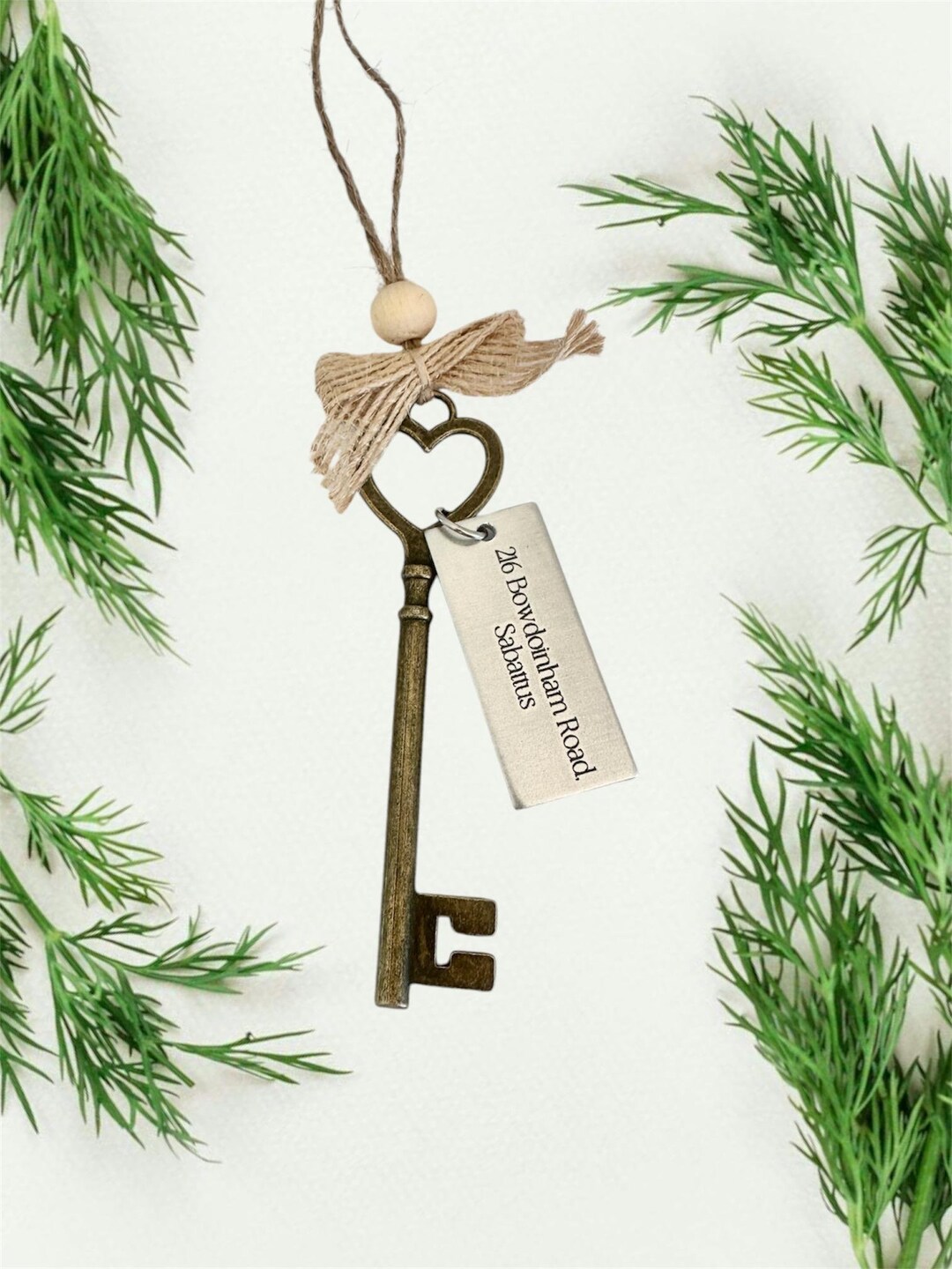 New Home: Key Christmas Ornament Personalized Heart Skeleton Key ...