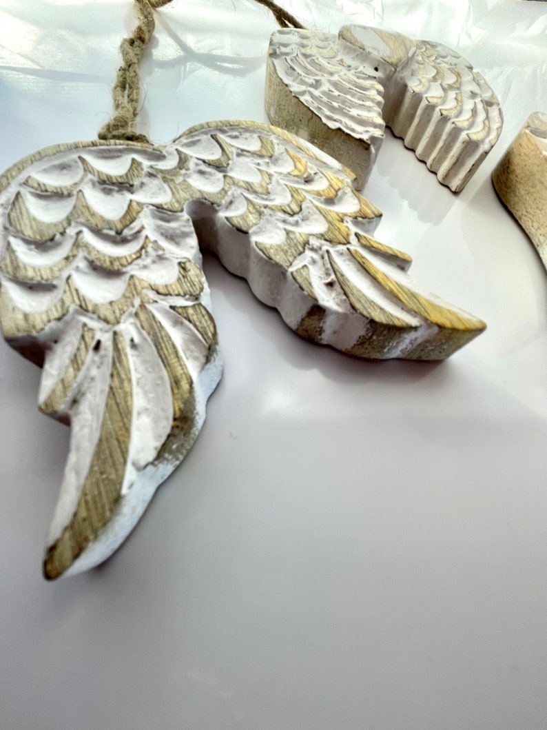 Memorial Angel Wings, Actual Signature, Christmas Ornament, Whitewash ...