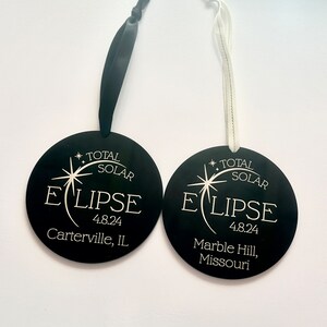 Solar Eclipse Personalized Ornament, Black, Laser Engraved, Totality - Etsy