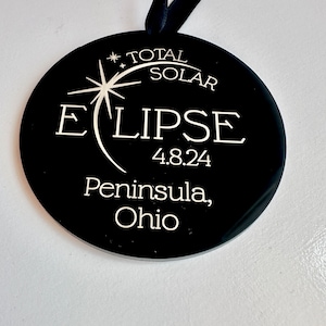 Solar Eclipse Personalized Ornament, Black, Laser Engraved, Totality - Etsy