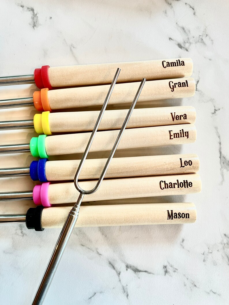 Set of 8 Personalized Marshmallow Sticks Engraved Telescoping - Etsy