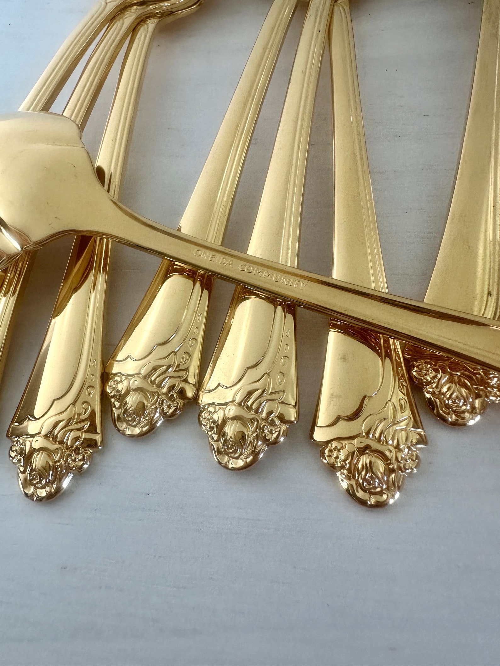 GOLD Set of 13 Sugar Spoons Golden Fantasy Rose - Etsy