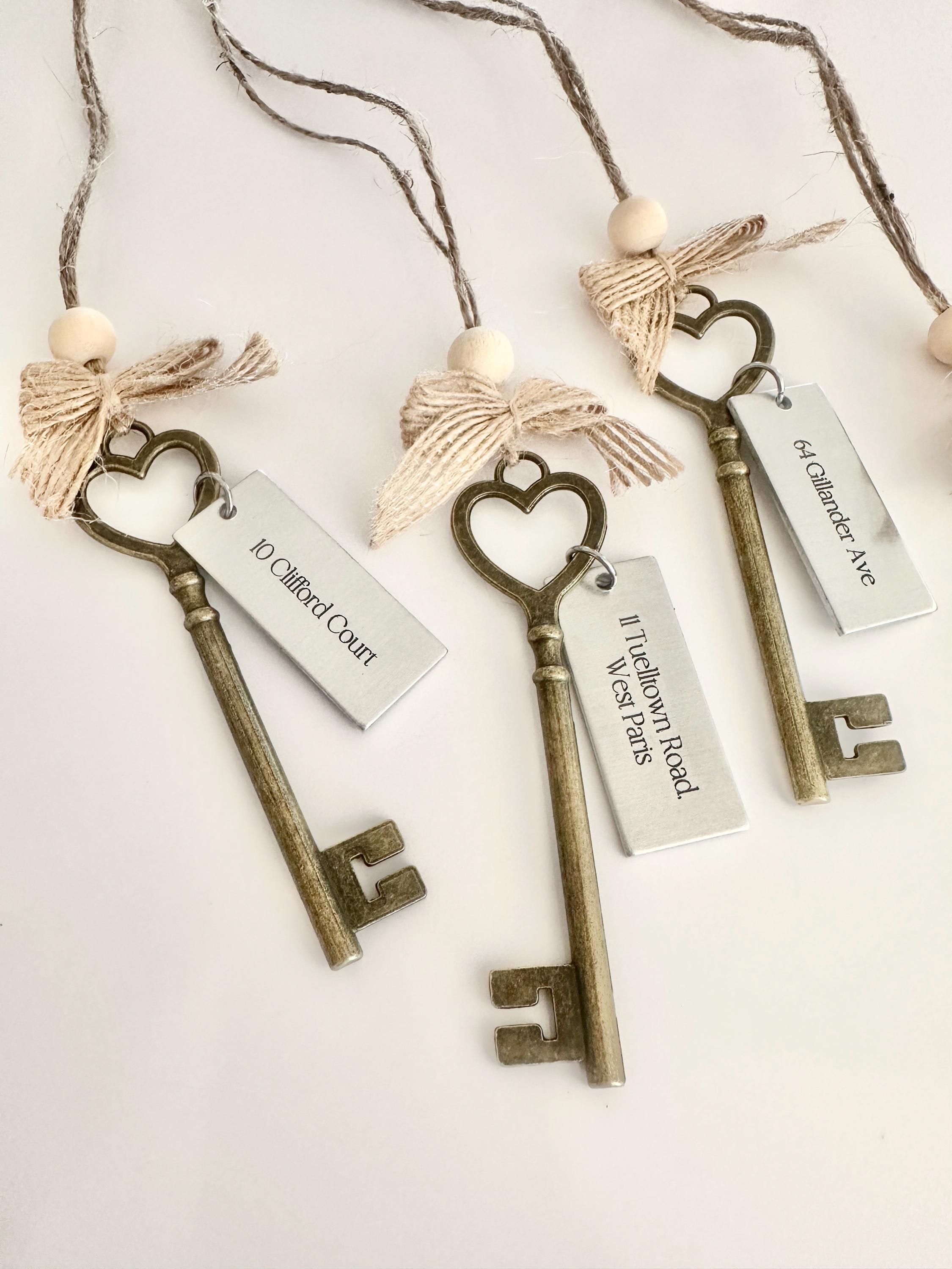 New Home: Key Christmas Ornament Personalized Heart Skeleton Key ...