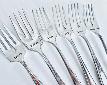 Family Set of Personalized Name Forks Hand Stamped Vintage | Etsy