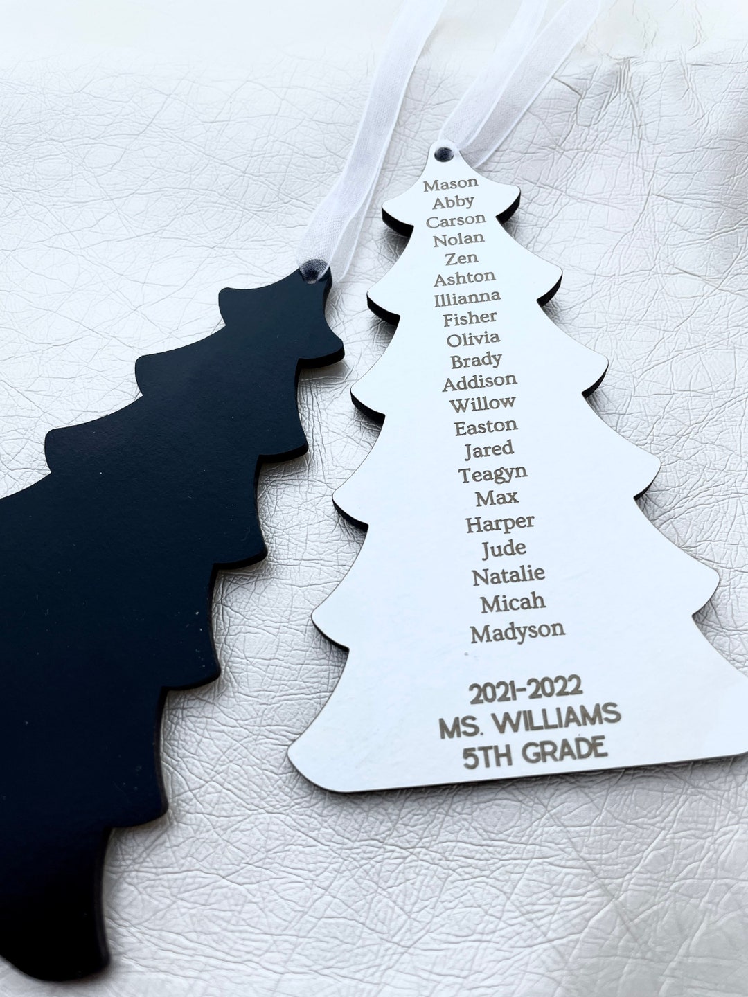 Personalized Teacher Ornament, Tree Class Student List, White - Etsy