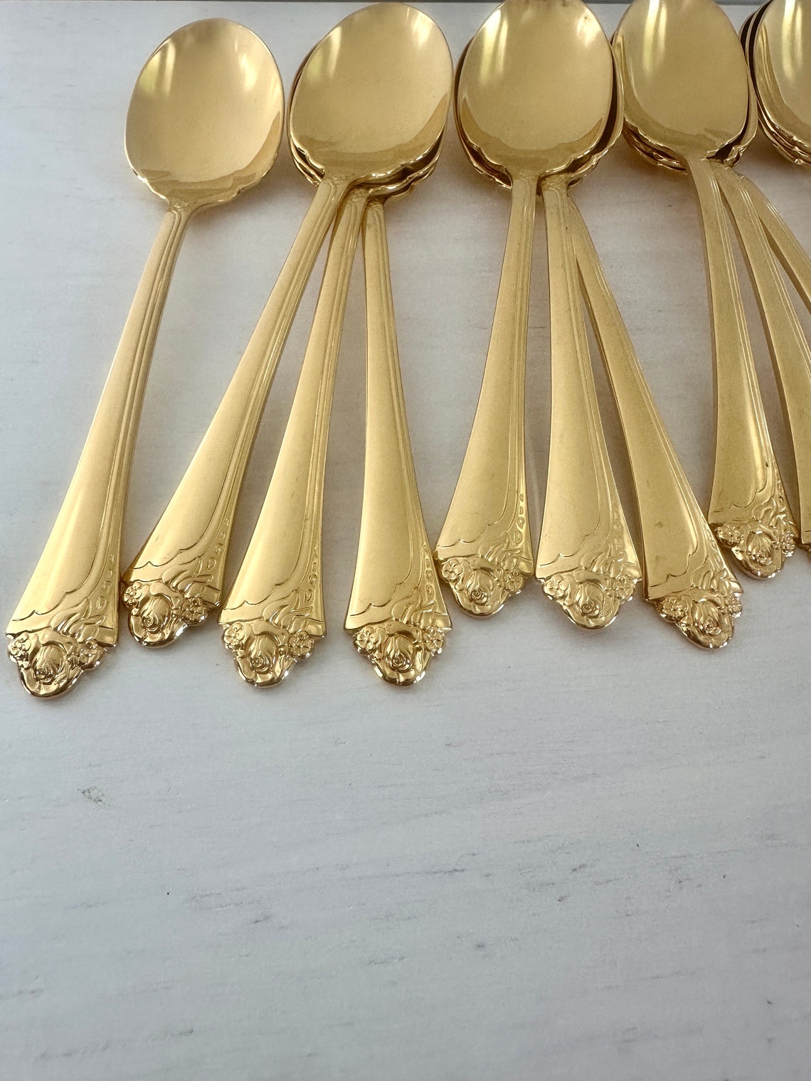GOLD Set of 13 Sugar Spoons Golden Fantasy Rose - Etsy