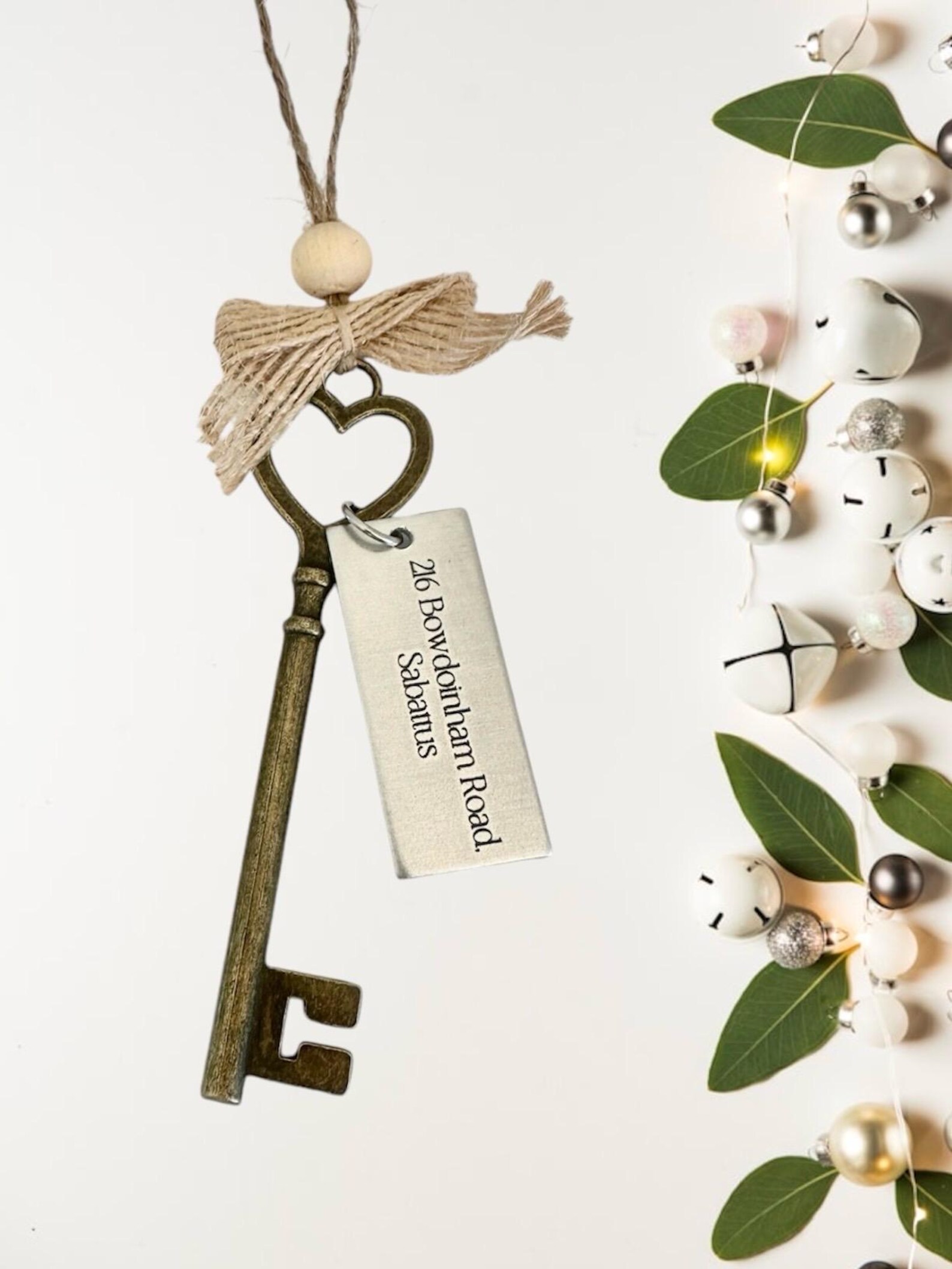 New Home: Key Christmas Ornament Personalized Heart Skeleton Key ...