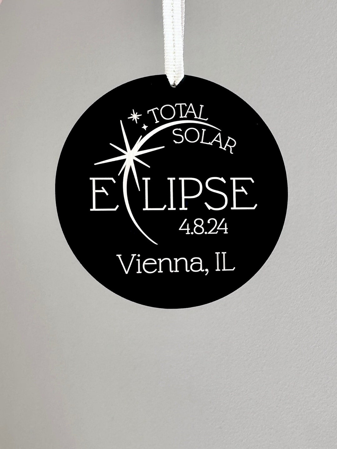 Solar Eclipse Personalized Ornament, Black, Laser Engraved, Totality - Etsy
