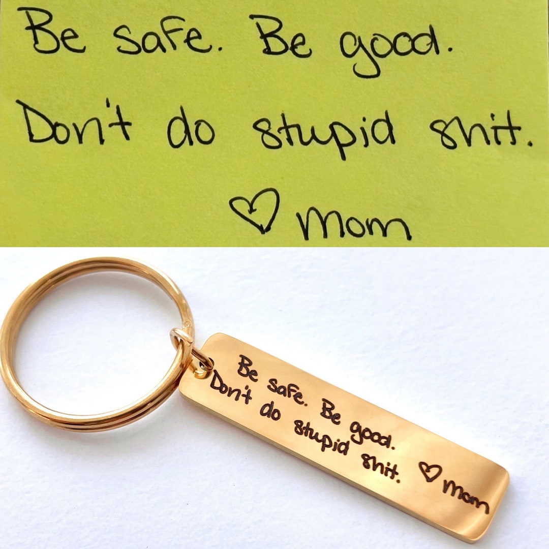Actual Handwriting Engraved, Bar Tag, Personalized Keychain Black - Etsy