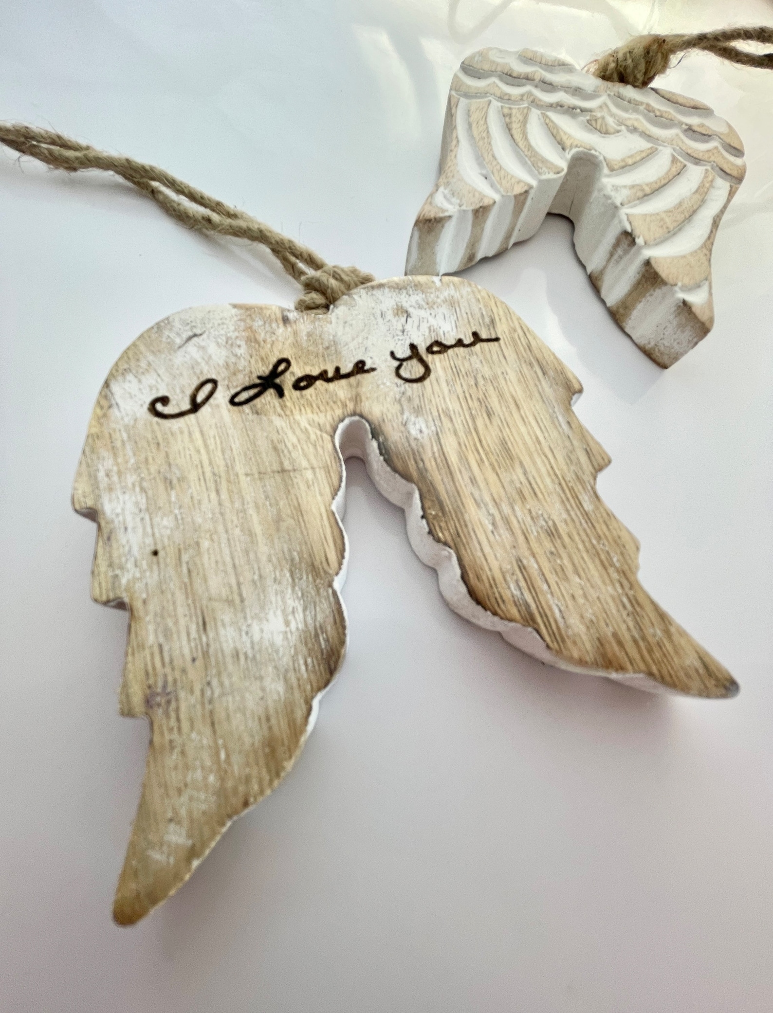 Memorial Angel Wings, Actual Signature, Christmas Ornament, Whitewash ...