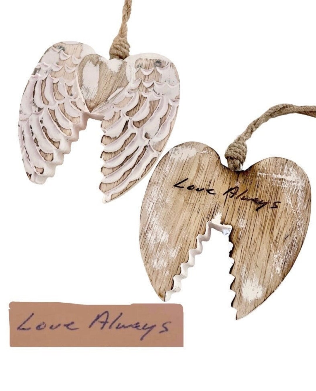 Memorial Angel Wings, Actual Signature, Christmas Ornament, Whitewash ...