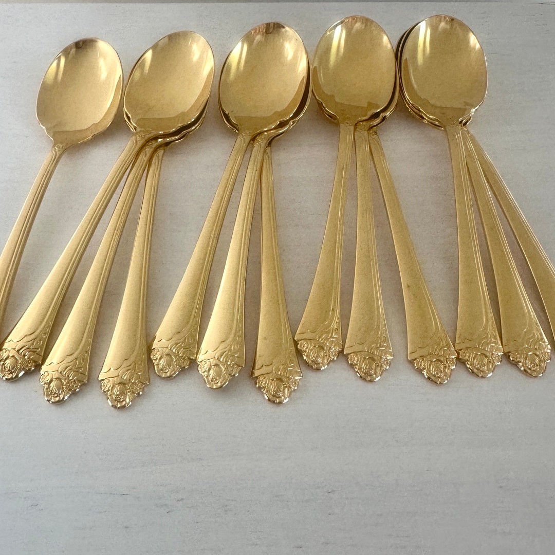 GOLD Set of 13 Sugar Spoons Golden Fantasy Rose - Etsy