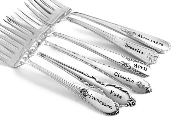 Family Set of Personalized Name Forks Hand Stamped Vintage | Etsy