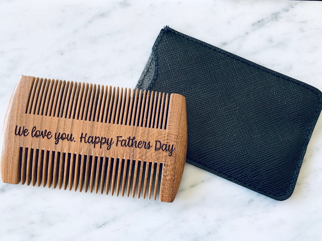 Engraved Wood Beard Comb, Personalized Gift for Men, With Carry Sleeve ...
