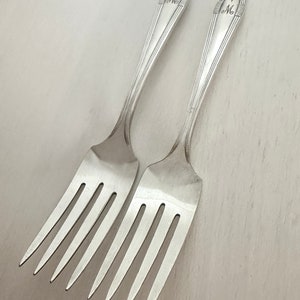 M Monogram Art Deco Style Set of 2 Vintage Cake or Salad Forks, Wedding ...