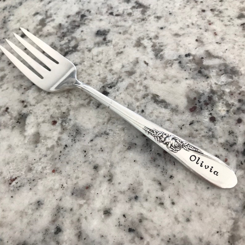 Family Set of Personalized Name Forks Hand Stamped Vintage | Etsy
