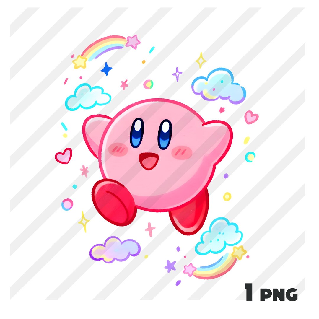 Kirby Kawaii Clipart Png, Game Colorful Digital Art - Etsy Canada