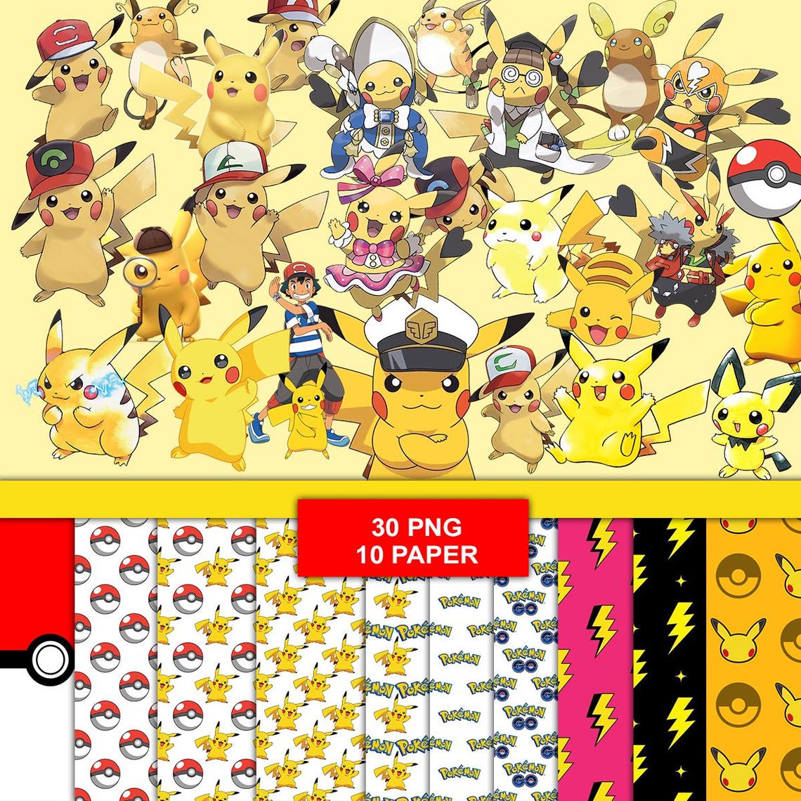 Paquete de imágenes prediseñadas de Pikachu (PNG), paquete de Pikachu ...